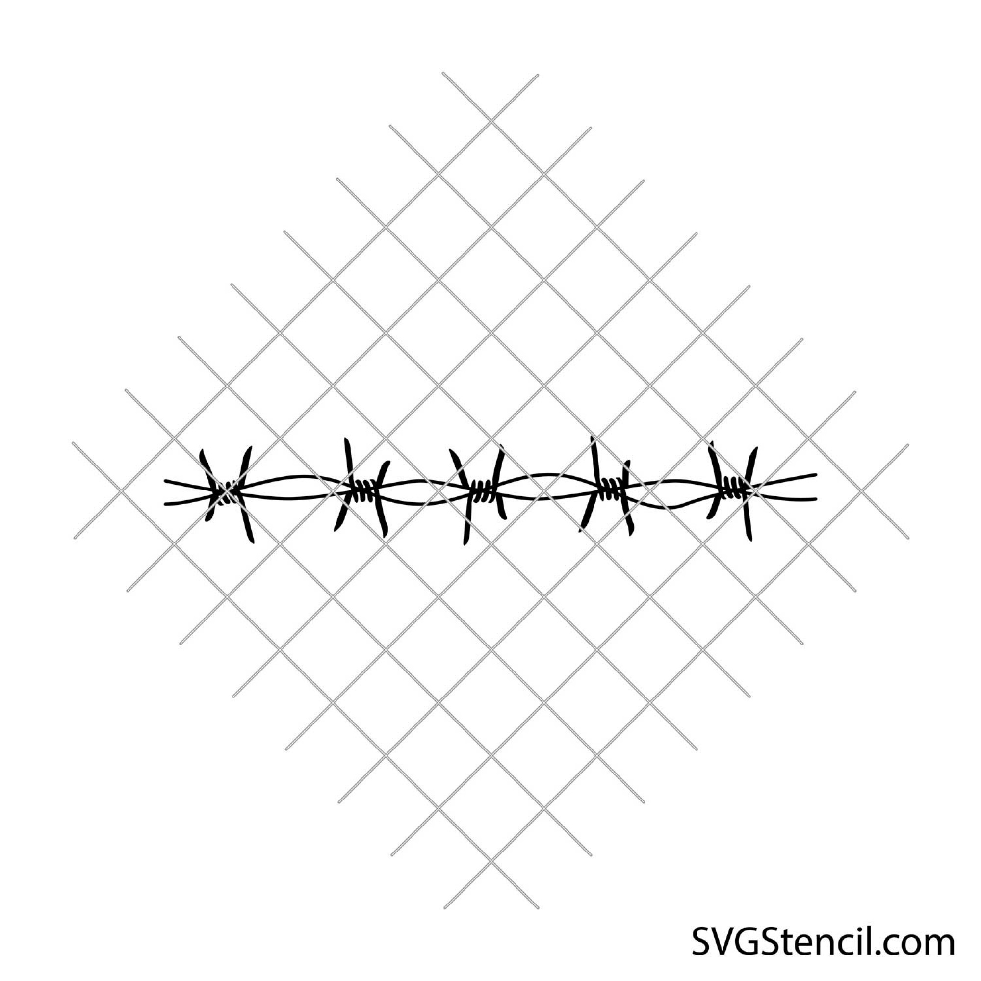 Barb wire svg | Hand drawing svg | Fence svg design - SVGStencil