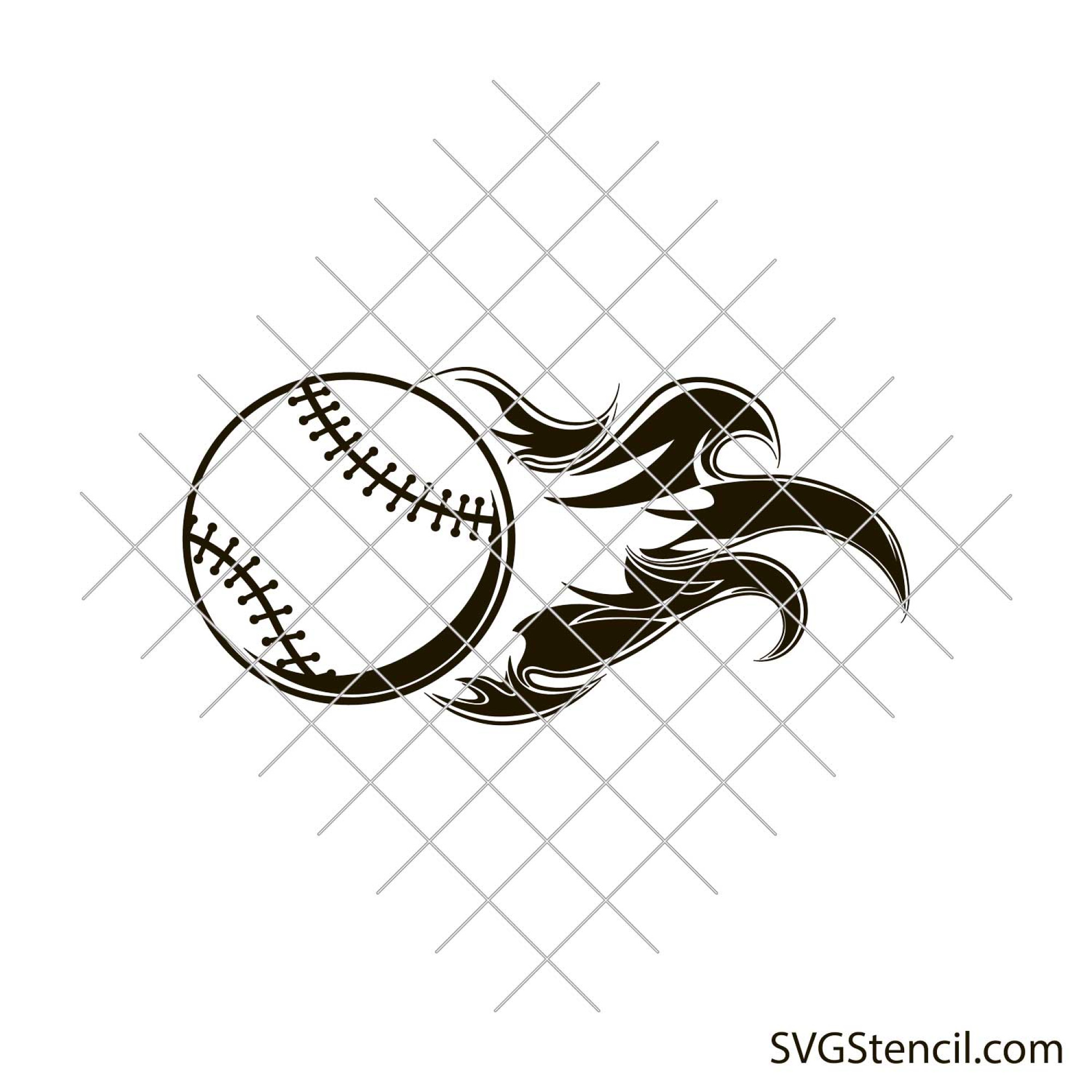 Baseball flame svg | Thower smoke svg | Softball ball svg - SVGStencil