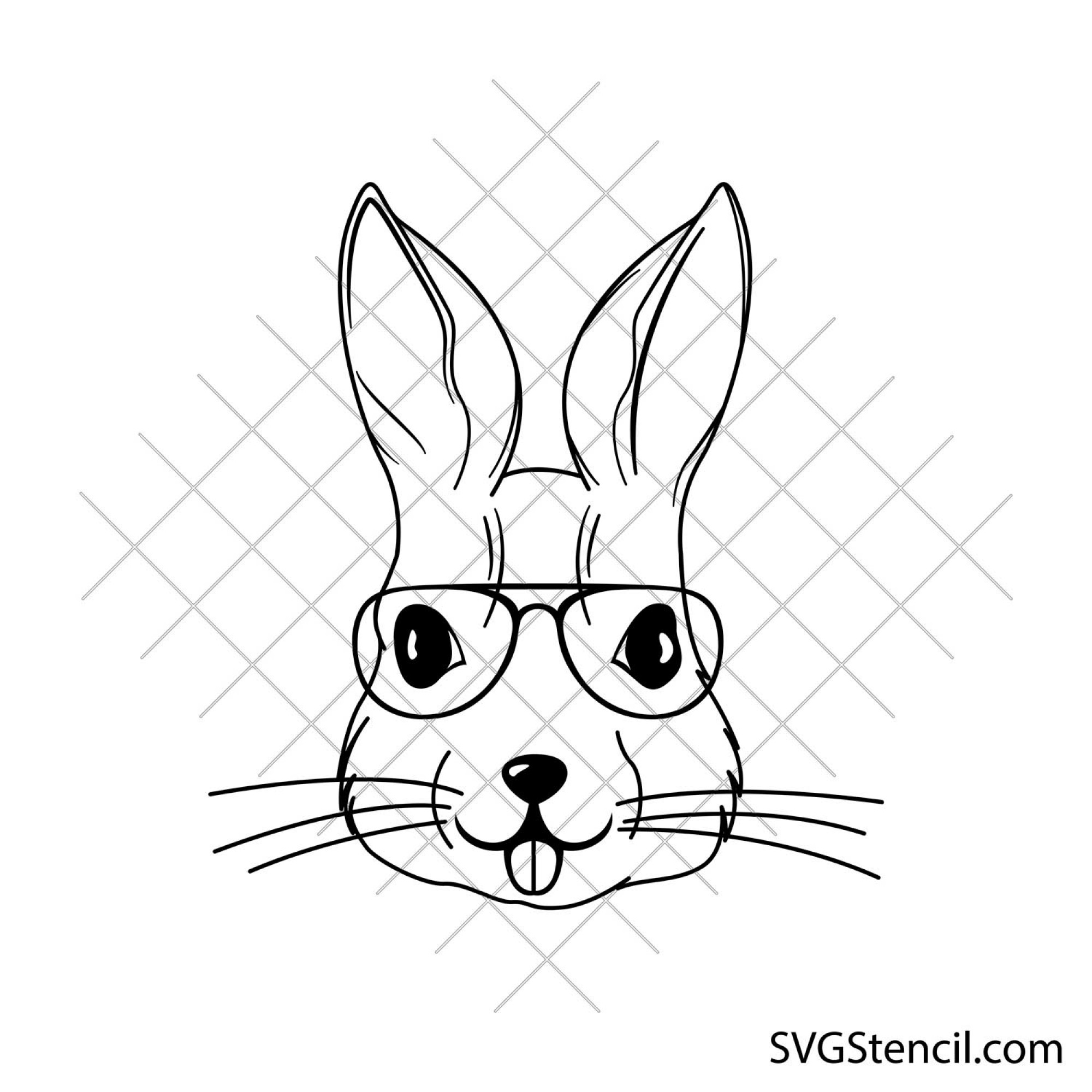 Rabbit with glasses svg | Easter bunny with sunglasses - SVGStencil