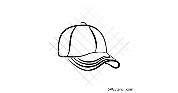 Baseball player cap svg | Softball cap svg | Hat stencil - SVGStencil