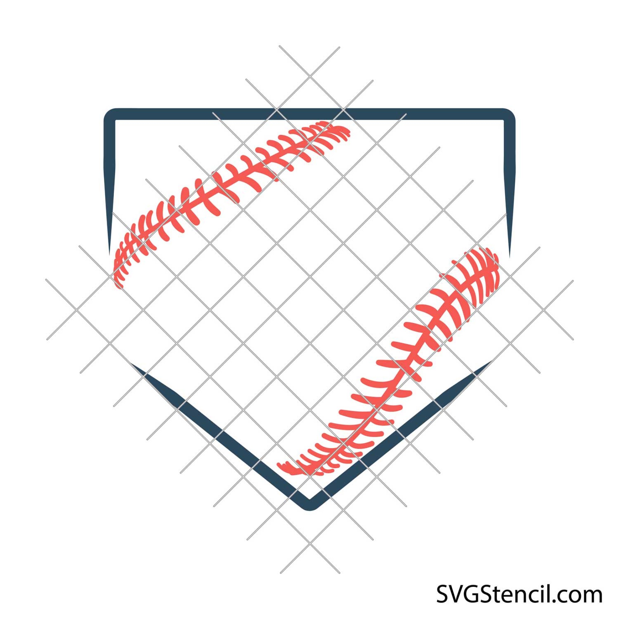 Baseball plate with stitches svg |Baseball base outline svg - SVGStencil