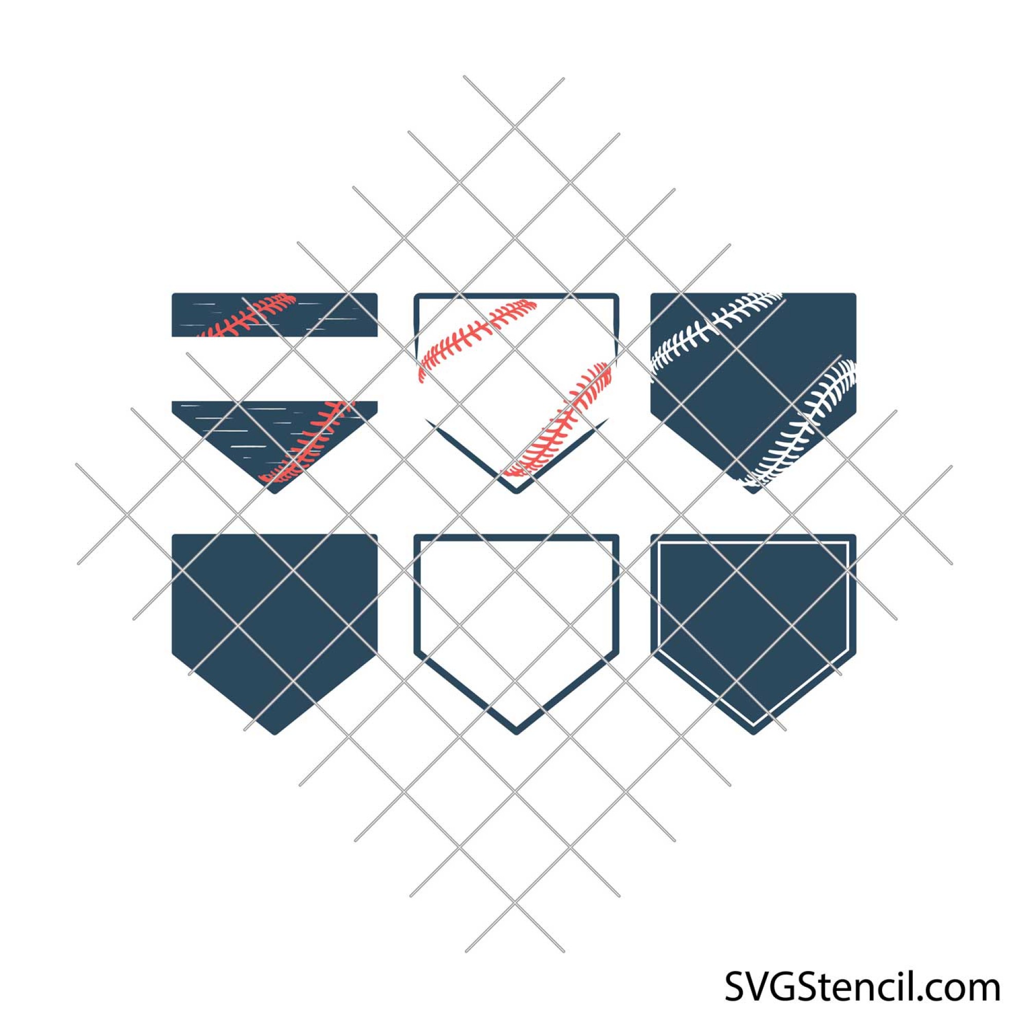 Baseball plate with stitches svg |Baseball base outline svg - SVGStencil
